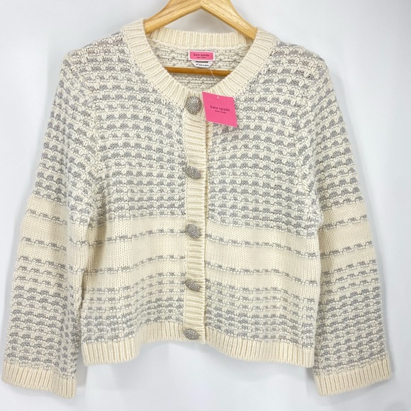 kate spade | Sweaters | Kate Spade Jewel Button Texture Cardigan In ...